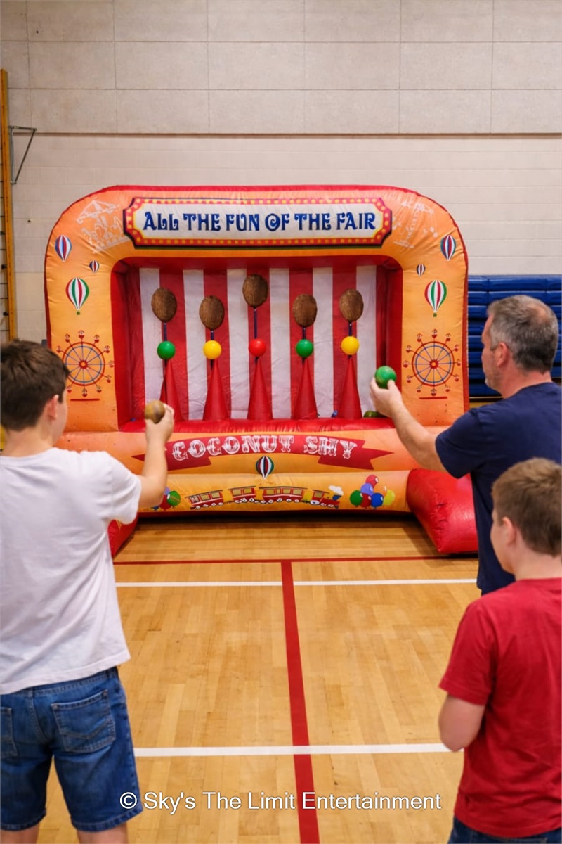 Inflatable Coconut Shy Hire in Swindon | Fun Fair Game Hire | Sky’s Th